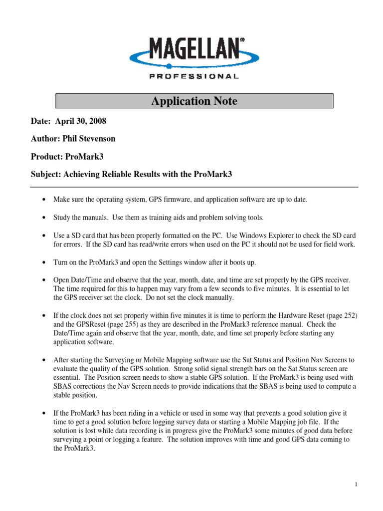 ProMark3 GPS Setup and Best Practices | PDF | Surveying | Global ...