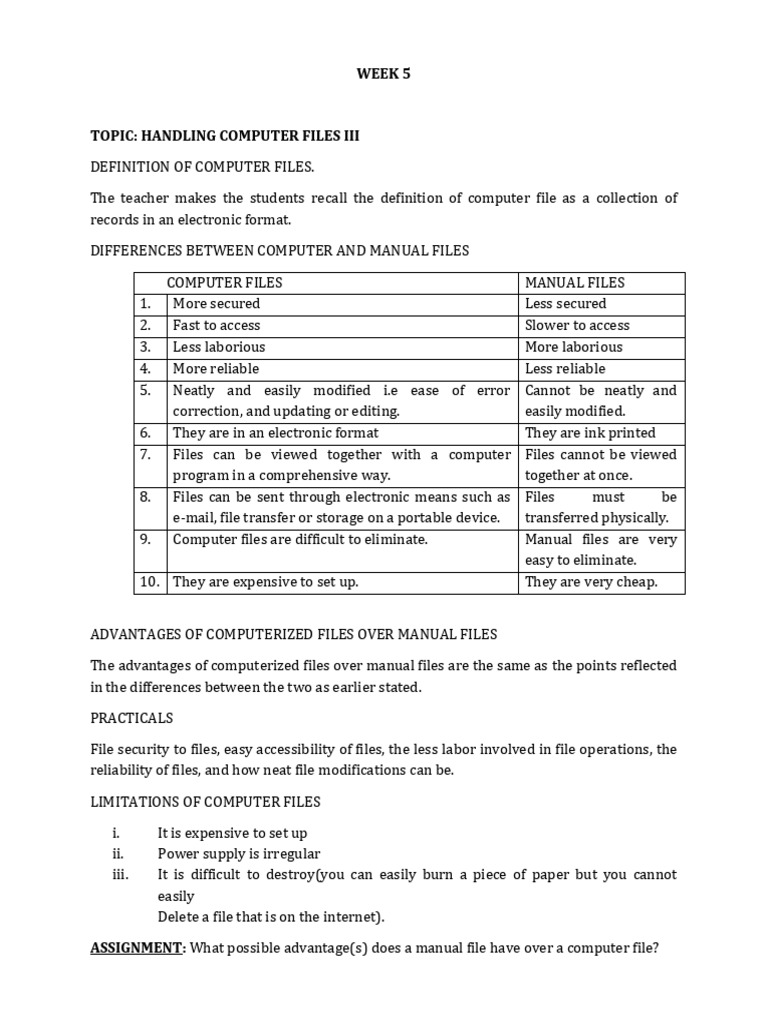 Week 5 Handling Computer Files Iii | PDF