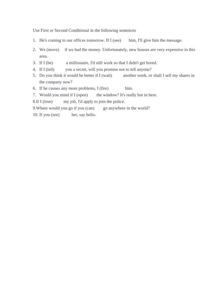 First or Second Conditional | PDF