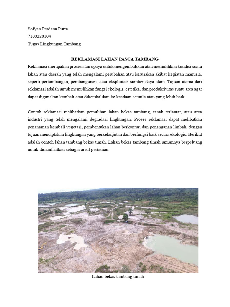 Sofyan Perdana Putra - Tugas Lingkungan Tambang | PDF