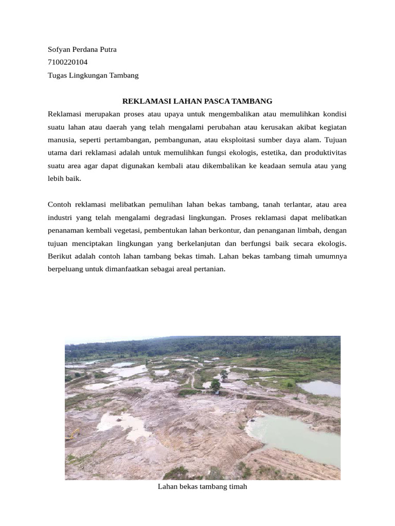 Sofyan Perdana Putra - Tugas Lingkungan Tambang | PDF