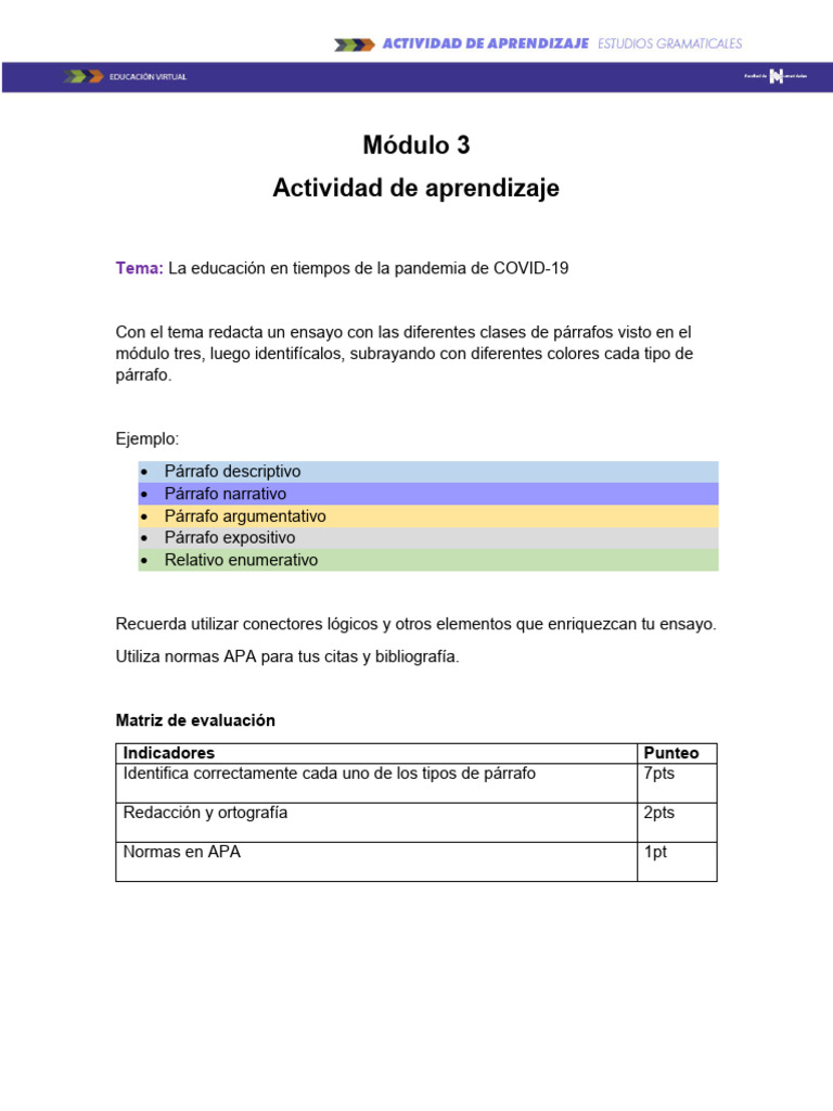 Actividad de Aprendizaje No. 3 | PDF