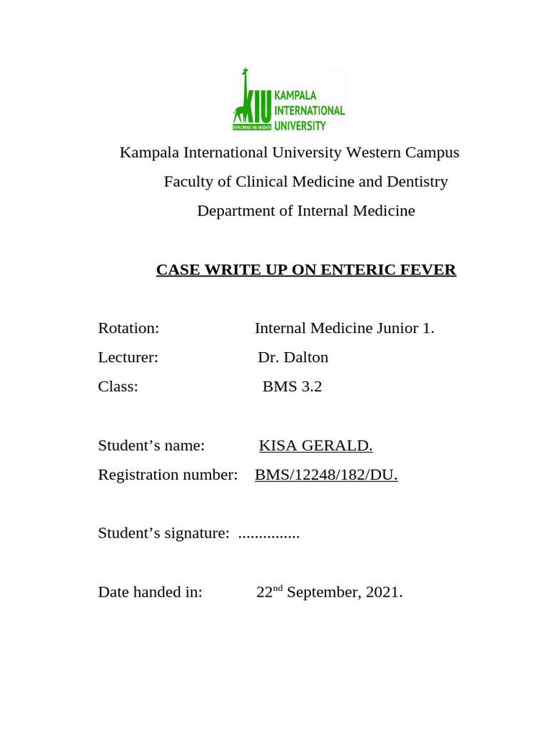 Typhoid Fever Case Study Report | PDF | Salmonella | Macrophage