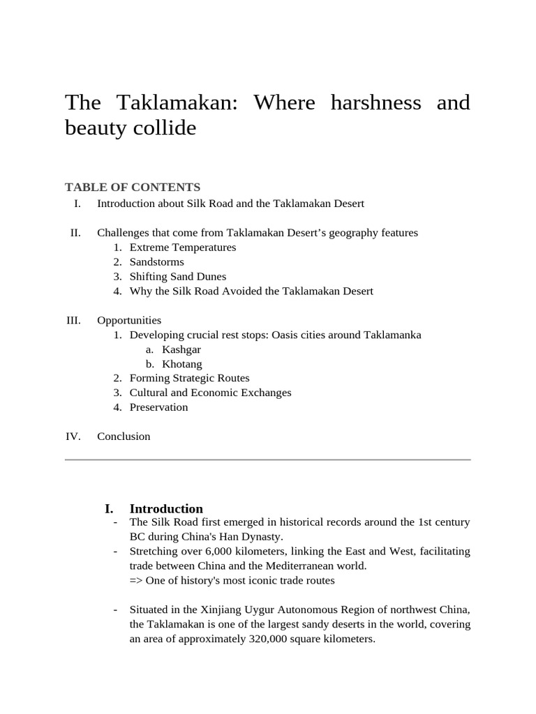 Group 3 - Silk Road Presentation Outline | PDF | Silk Road | Desert