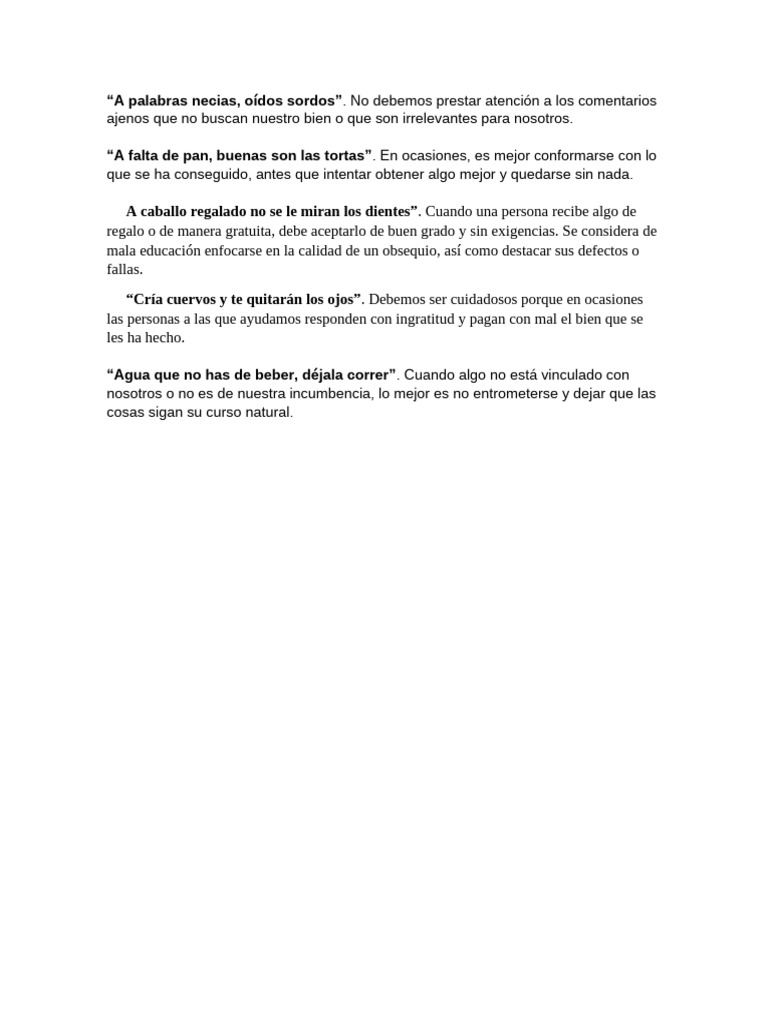 5 Refranes y su Significado | PDF