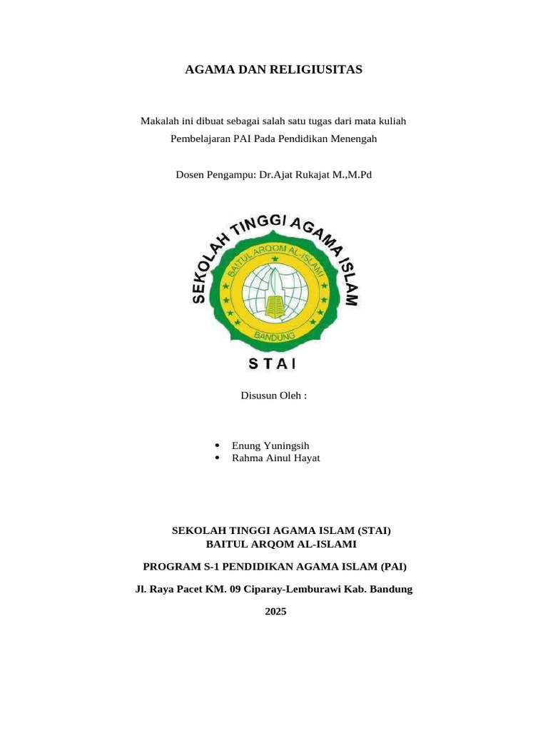 Perbedaan Agama dan Religiusitas | PDF