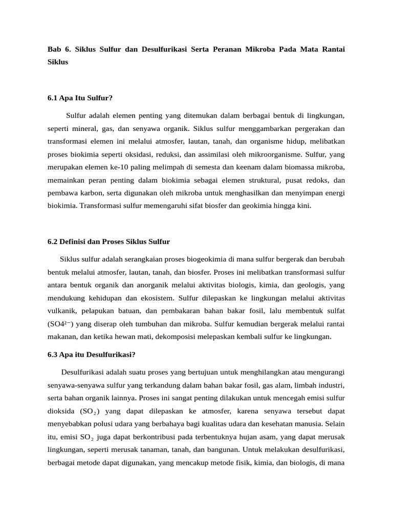 Peran Mikroba dalam Siklus Sulfur | PDF