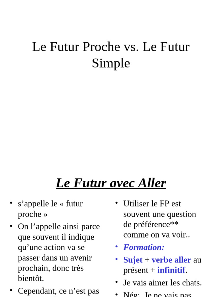 Le Futur Proche Vs Le Futur Simple | PDF | Syntaxe | Linguistique