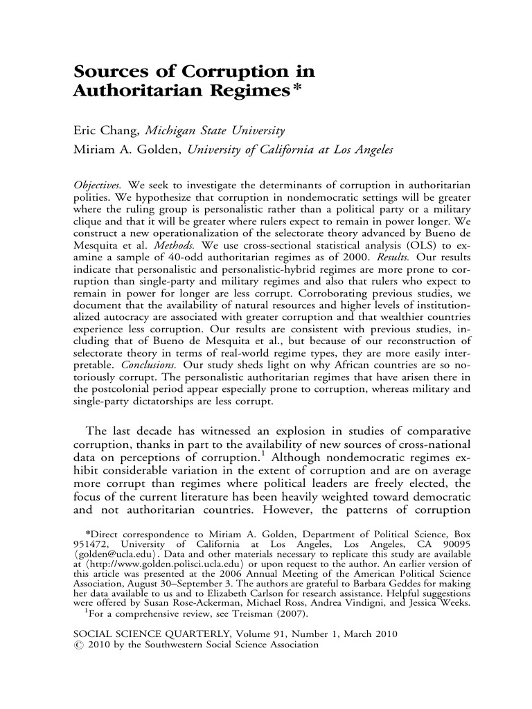 Sources of Corruption | PDF | Authoritarianism | Dictatorship
