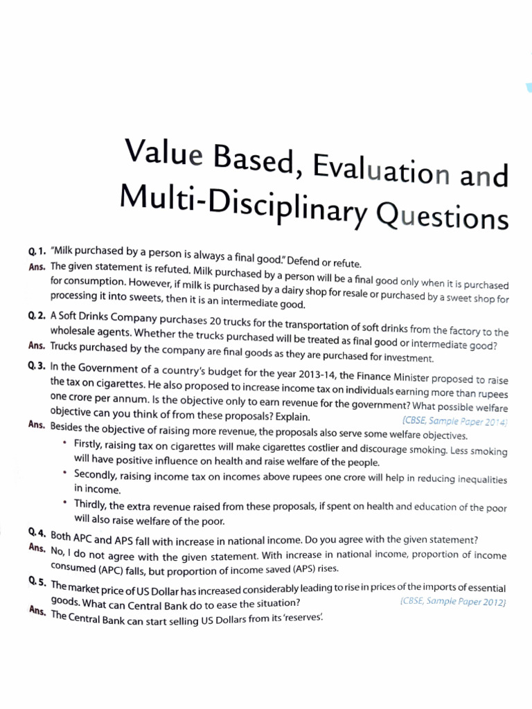 Macro Value Based Questions | PDF | Balance Of Payments | Government ...