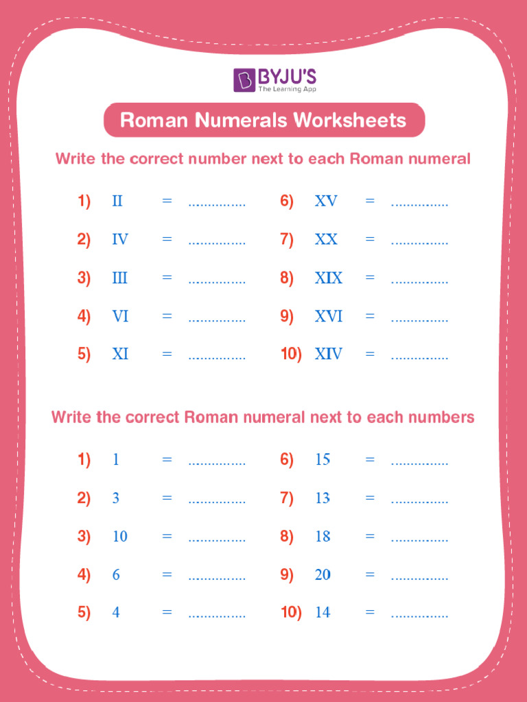Roman Numerals Worksheets 01 | PDF