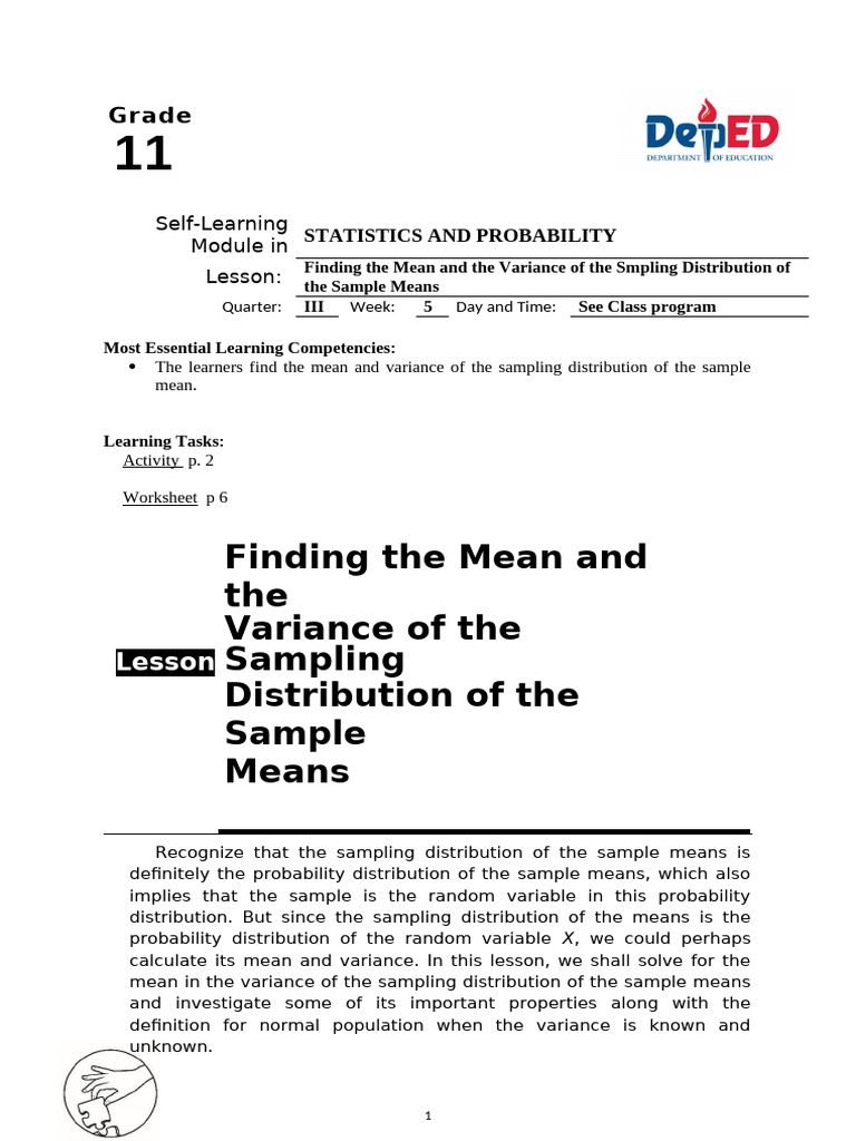 Module Week 5 Statistics | PDF | Variance | Standard Deviation