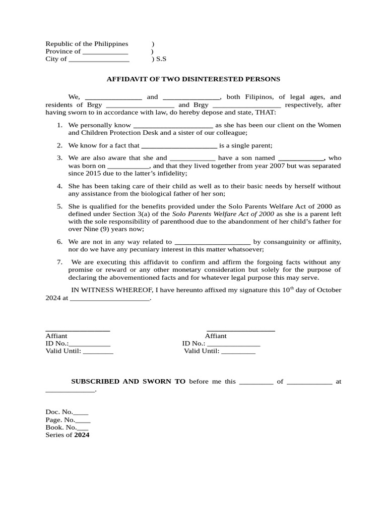 Affidavit of Two Disinterested Person 2 | PDF