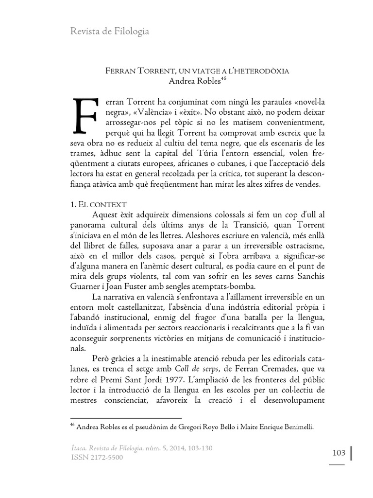 Ferran Torrent, Un Viatge A L'heterodòxia | PDF