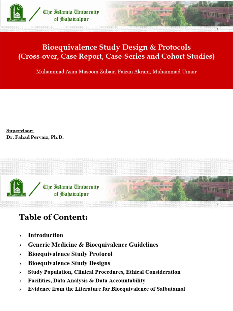 Bioequivalence Study Design and Protocols - Biopharmaceutics | PDF ...