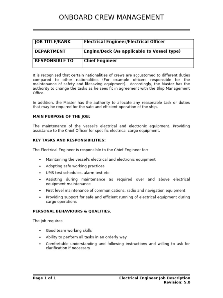 Electrical Engineer Job Overview | PDF