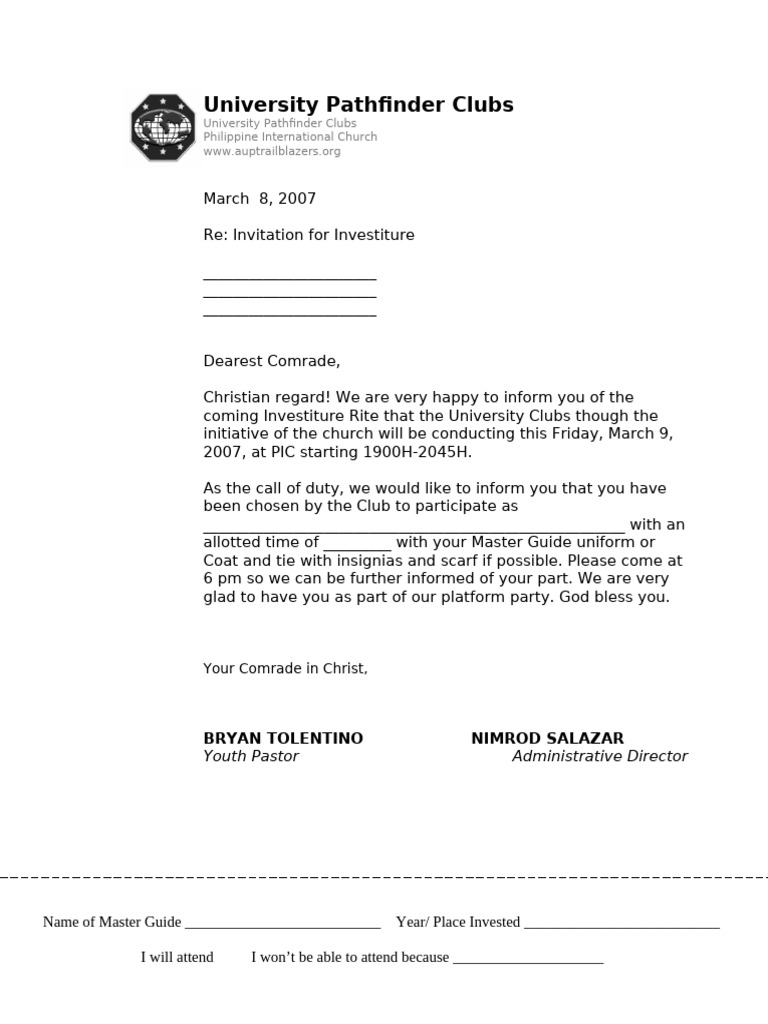 Investiture Letter Participants | PDF