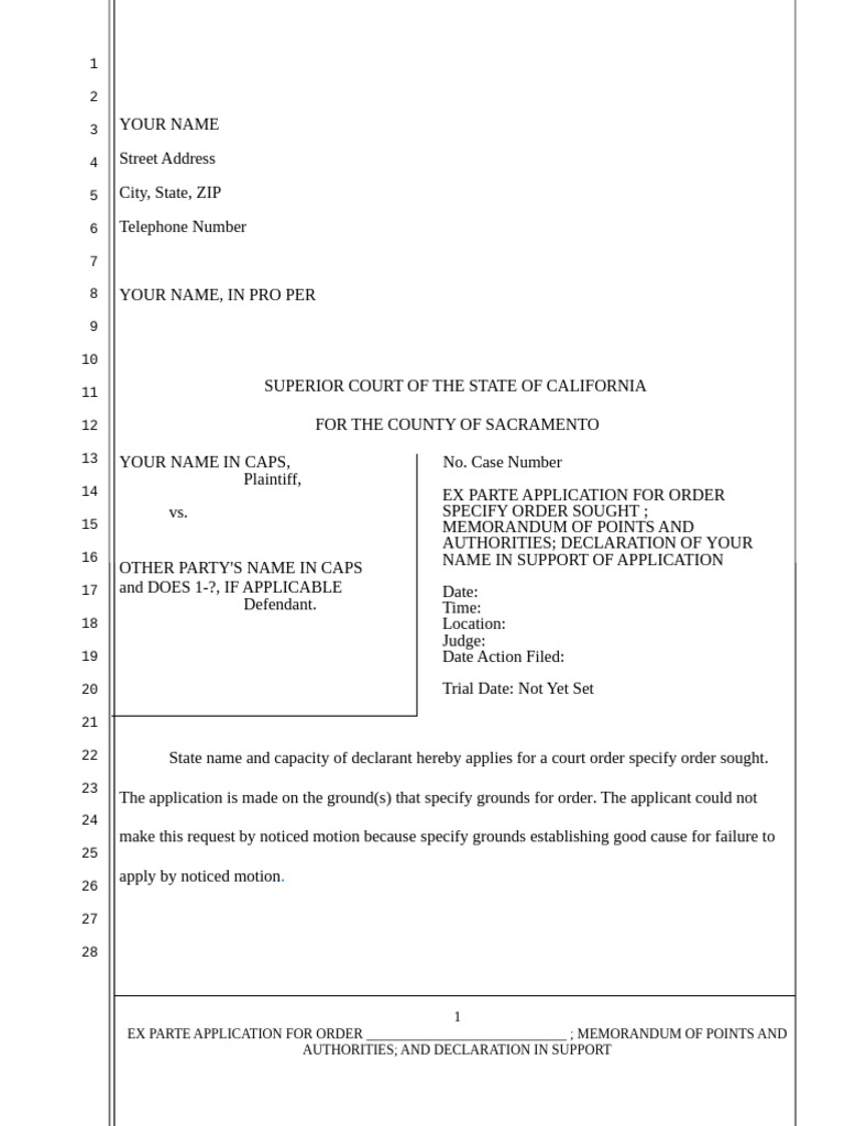 Sbs Ex Parte Application App | PDF | Ex Parte | Judiciaries