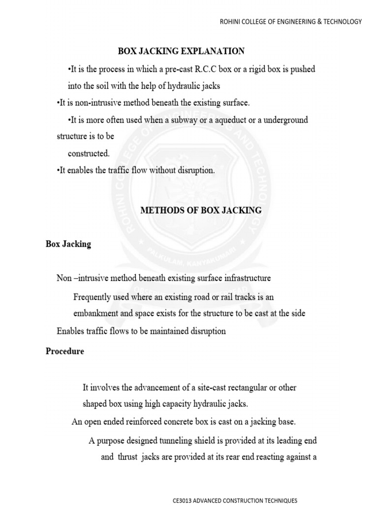 1.1box Jacking and Pipe Jacking | PDF | Tunnel | Deep Foundation