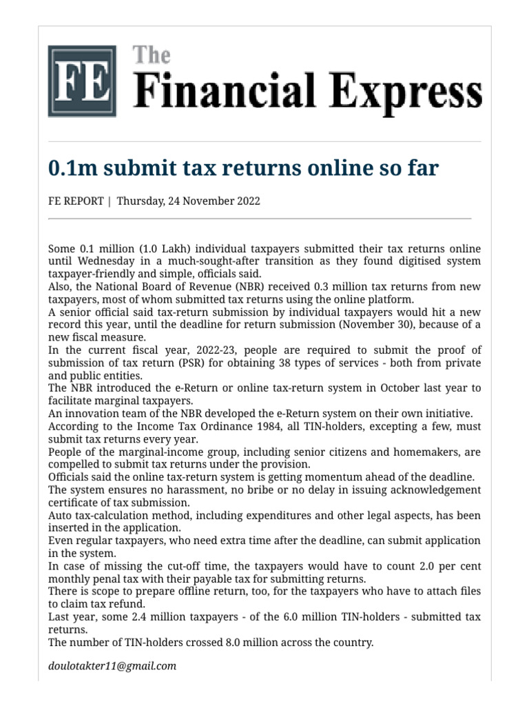 0.1m Submit Tax Returns Online So Far | PDF | Taxes | Taxation