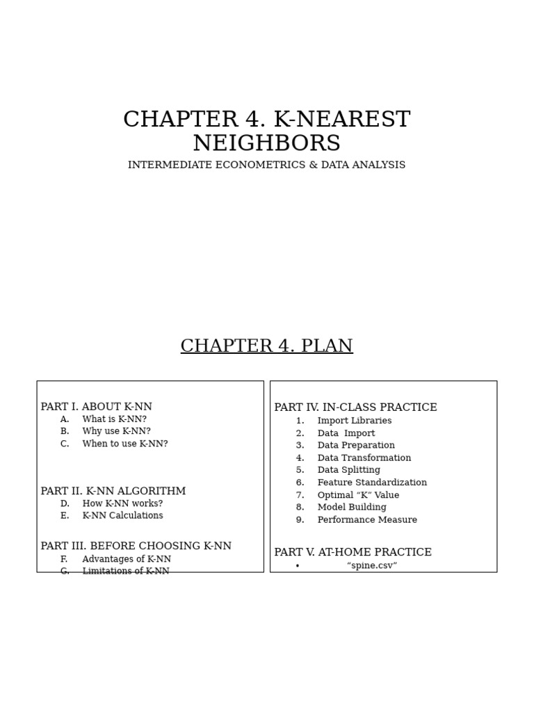 Chapter 4. K Nearest Neighbors | PDF | Distance | Statistical Classification
