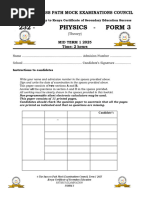 Pre-Mock Physics PP1 QS 2025 | PDF | Gases | Physical Phenomena