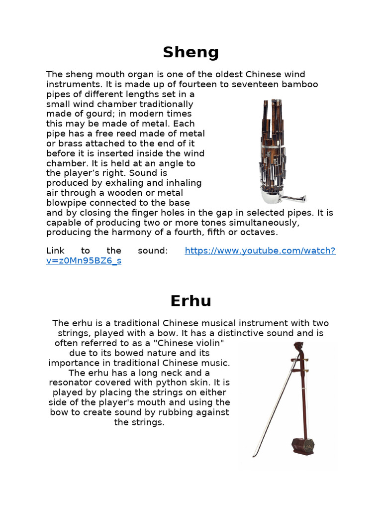 Traditional Chinese Musical Instruments | PDF | String Instruments ...