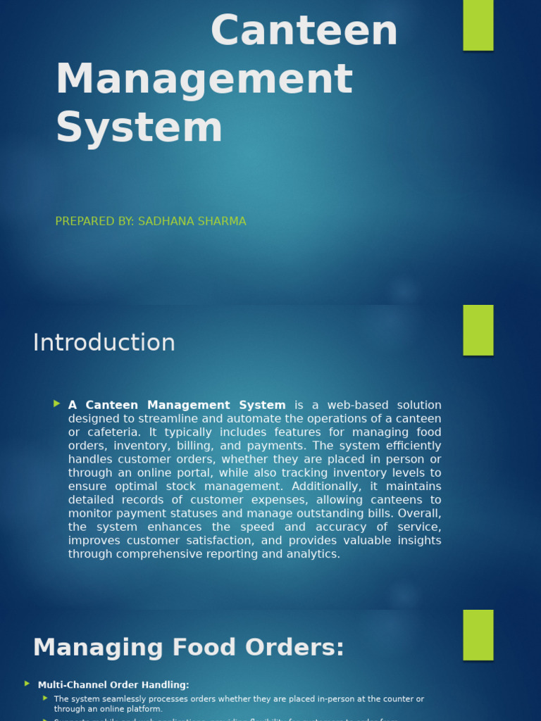 Canteen Management System | PDF | Automation | Cafeteria