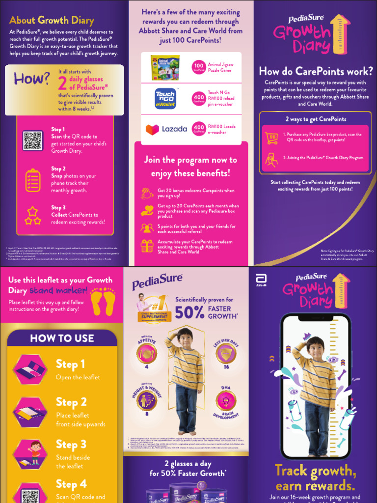 Pediasure Growth Diary Leaflet | PDF