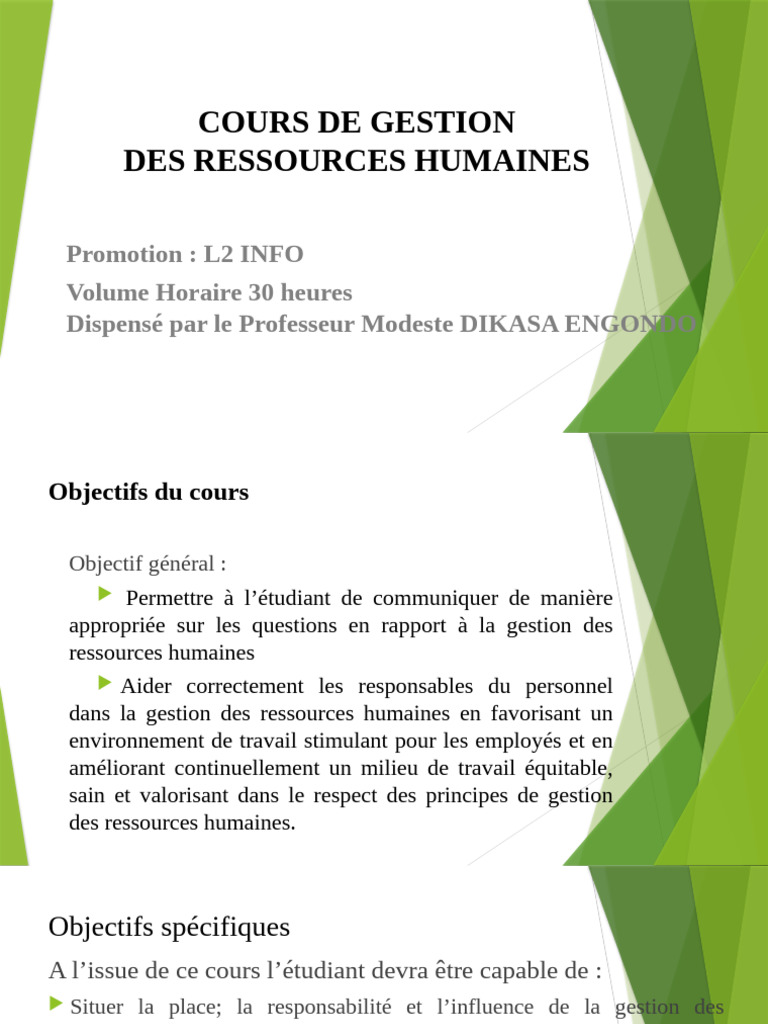 Cours de Gestion Des Ressources Humaines Powerpoint | PDF | Recrutement | Gestion des ressources ...