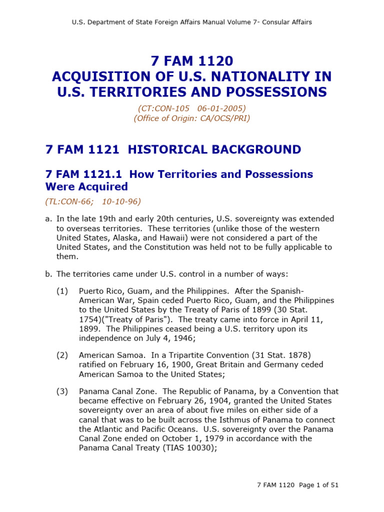 U.S. Nationality in Territories Guide | PDF | United States Nationality ...
