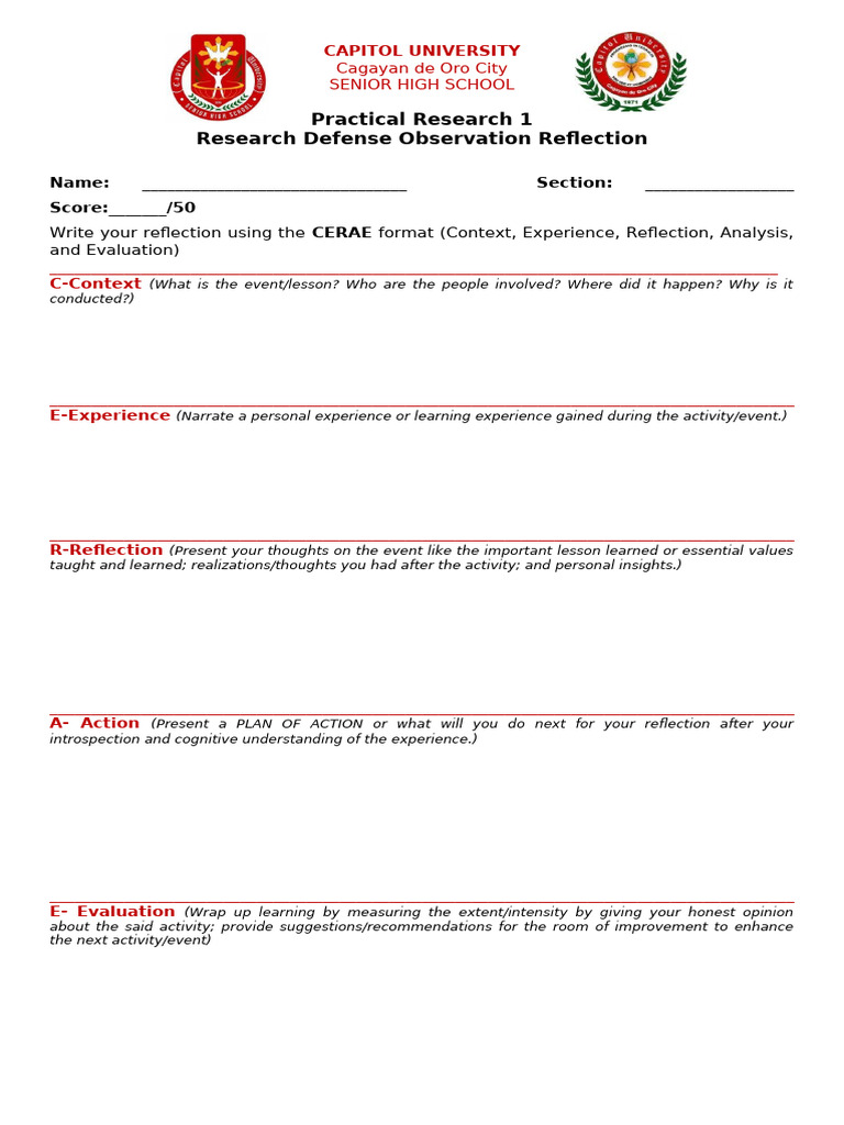 Research Defense Observation Reflection | PDF