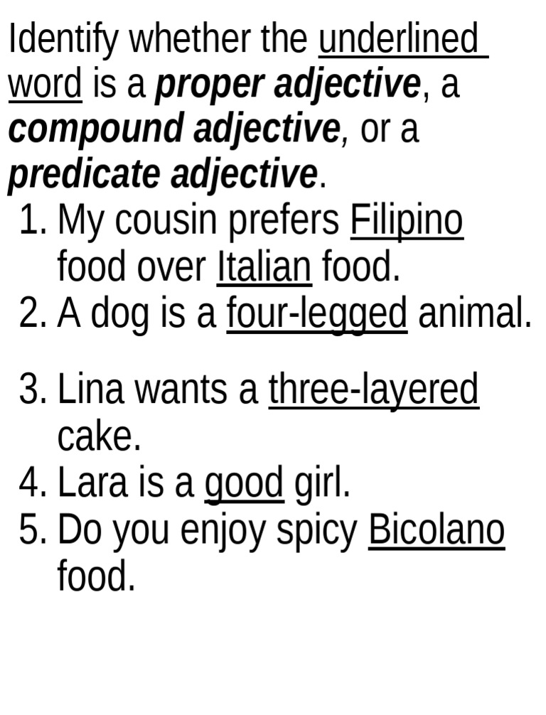 Adjective Quiz | PDF