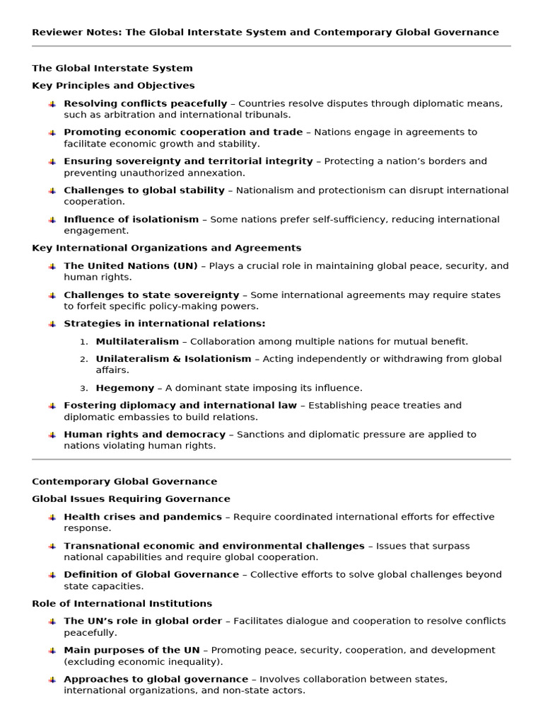 Global Governance and Interstate Relations | PDF | Global Governance ...