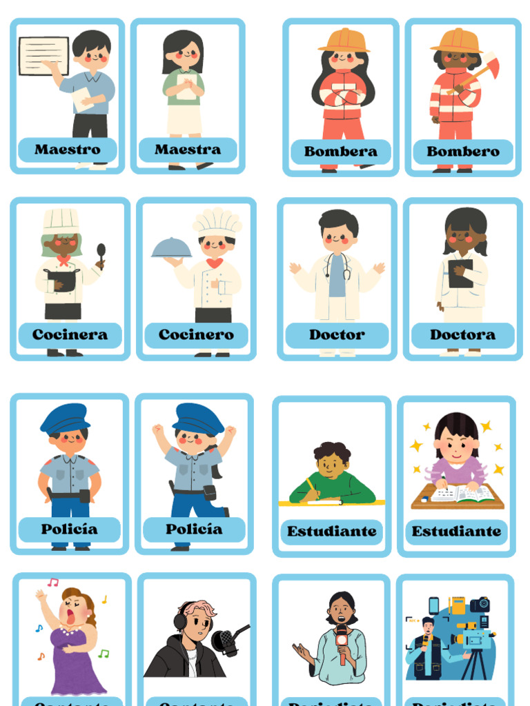 Tarjetas de Profesiones Variadas | PDF
