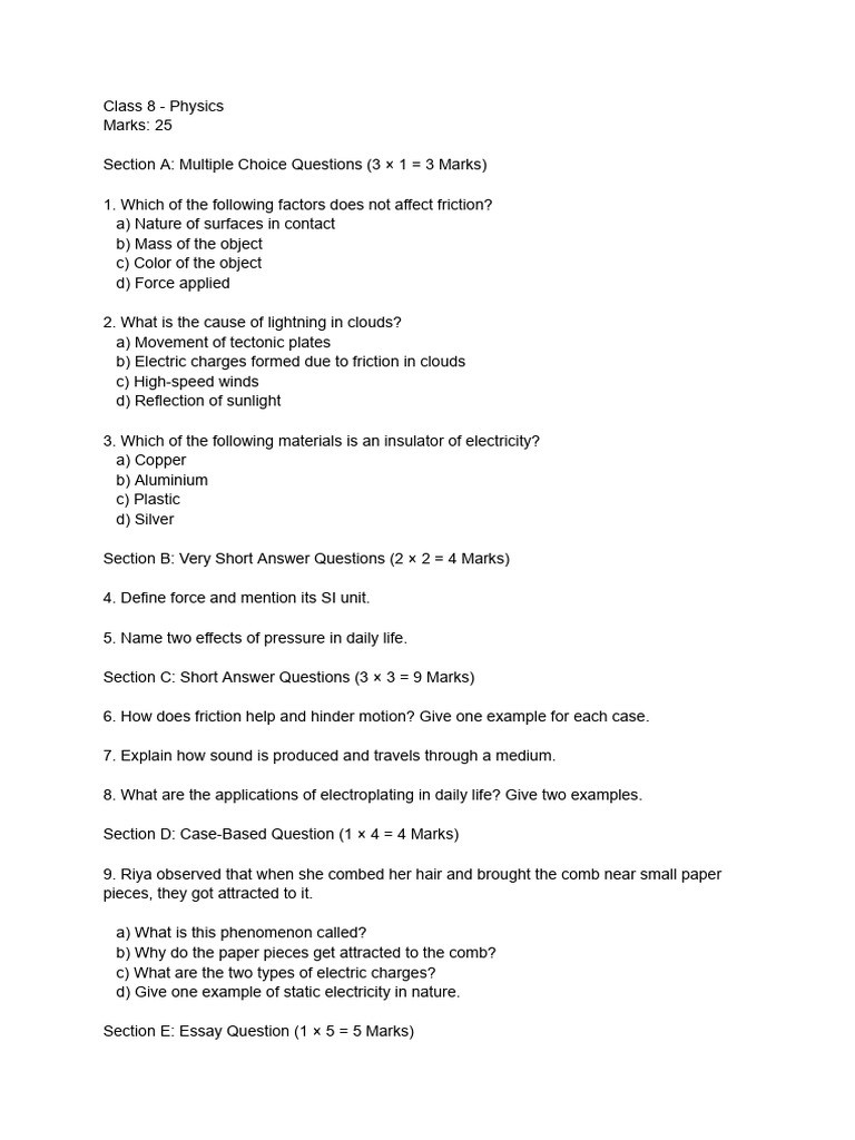 Class 8th Physics | PDF