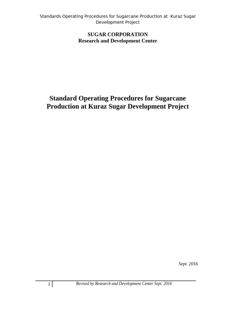 SOP of Kuraz Sugar Project | PDF | Sugarcane | Plough