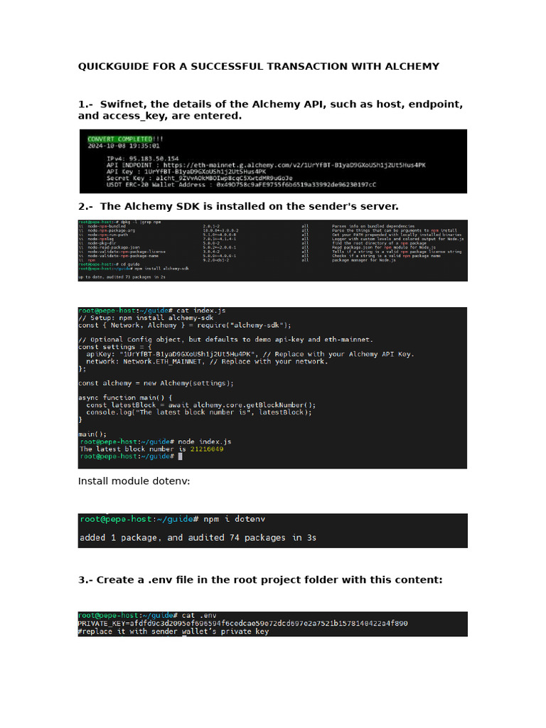 QUICKGUIDE FOR A SUCCESSFUL TRANSACTION WITH ALCHEMY | PDF