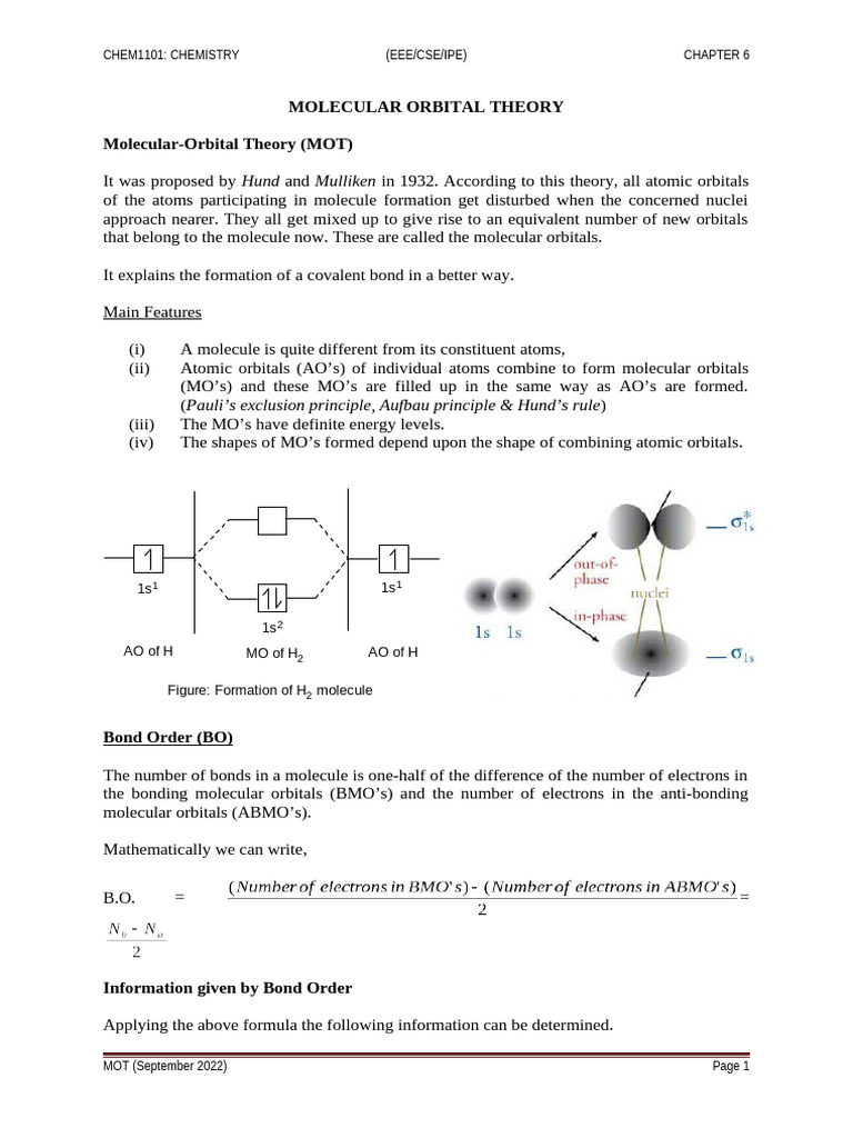 Molecular Orbital Theory | PDF | Molecular Orbital | Chemical Bond