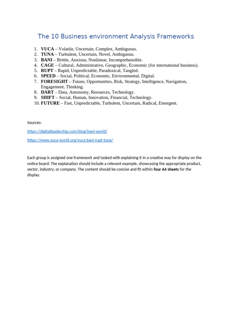 Business Ananlysis Frameworks | PDF