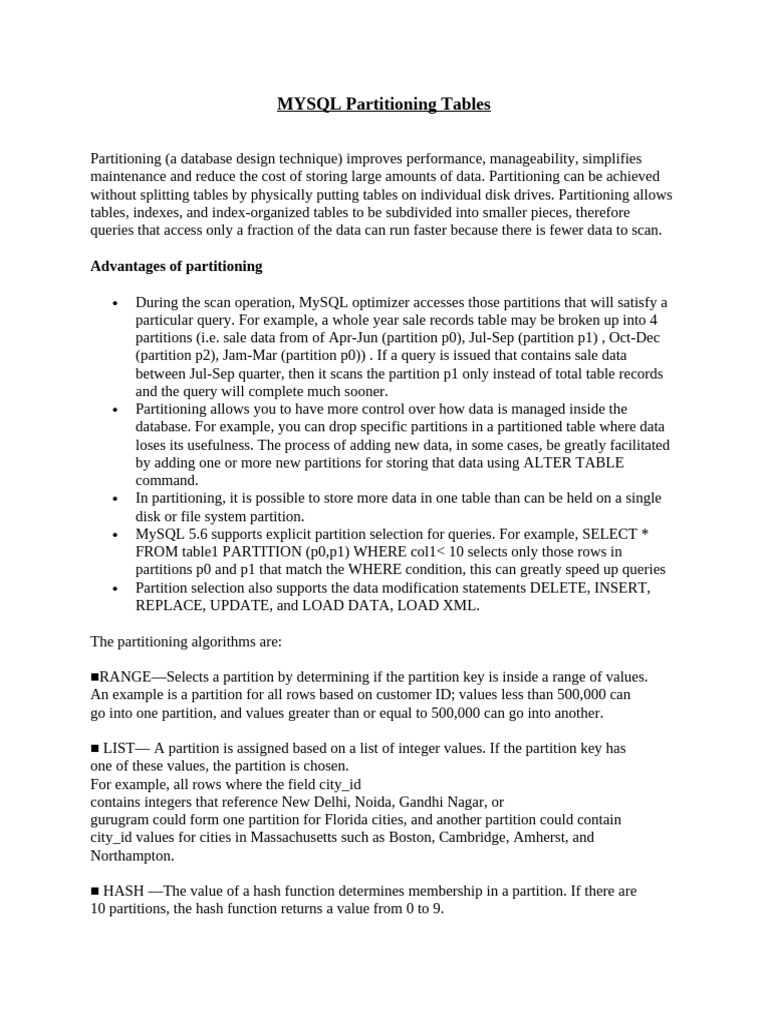 Performance Tuning - Partitioning | PDF | Databases | Information Technology Management