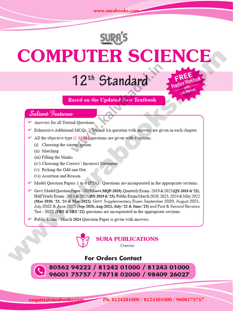 12th Computer Science Sura Guide EM 2024 - 2025 | PDF | Parameter (Computer Programming ...
