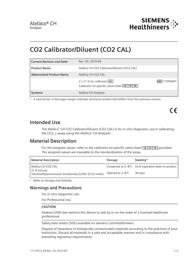 CO2 CAL - CO2 - Calibrator - Diluent - 11099401 - 2019.09 - Rev - 03 ...