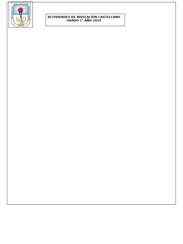 Actividades de Nivelación Lengaje - Gdo 1° 2024 | PDF