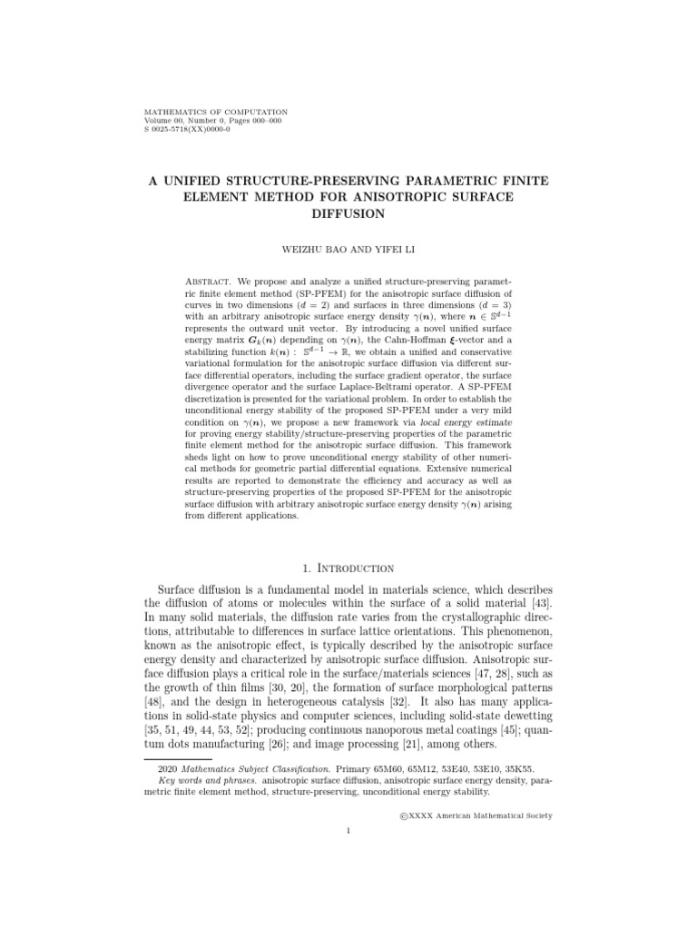 A Unified Structure-Preserving Parametric Finite Element Method For Anisotropic Surface ...
