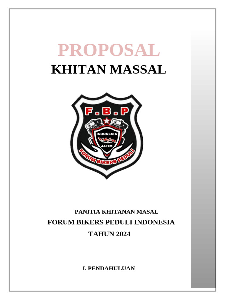 PROPOSAL KHITAN MASSAL FBPI | PDF