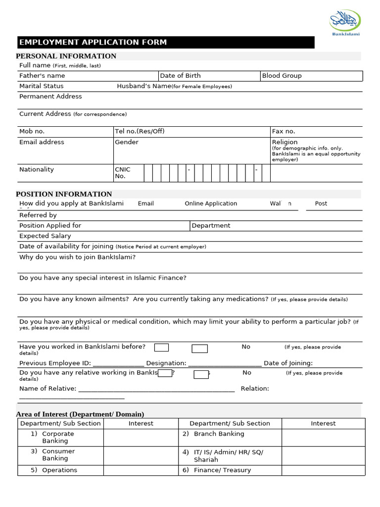 Employment Application Form (GTO's) | PDF | Employment