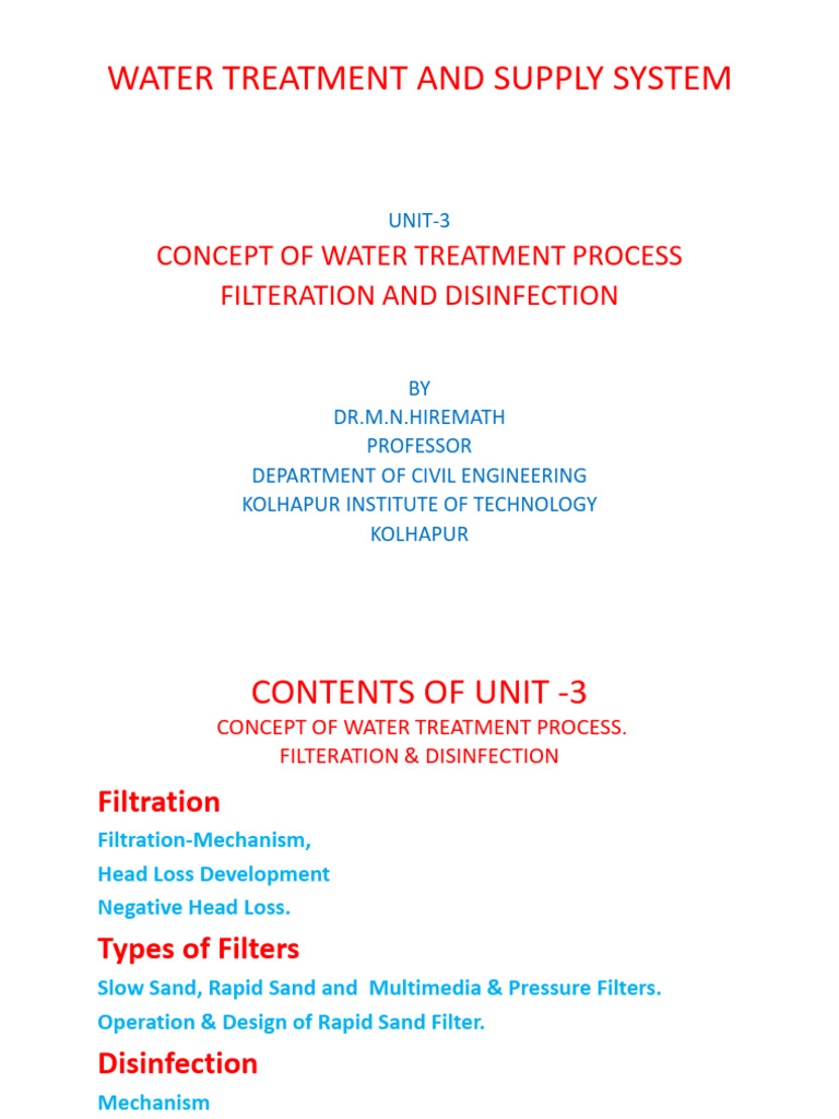 Water Treatment: Filtration & Disinfection | PDF