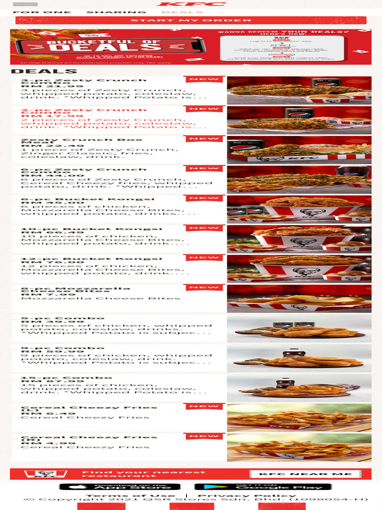 KFC Malaysia Menu and Prices 2022 | PDF