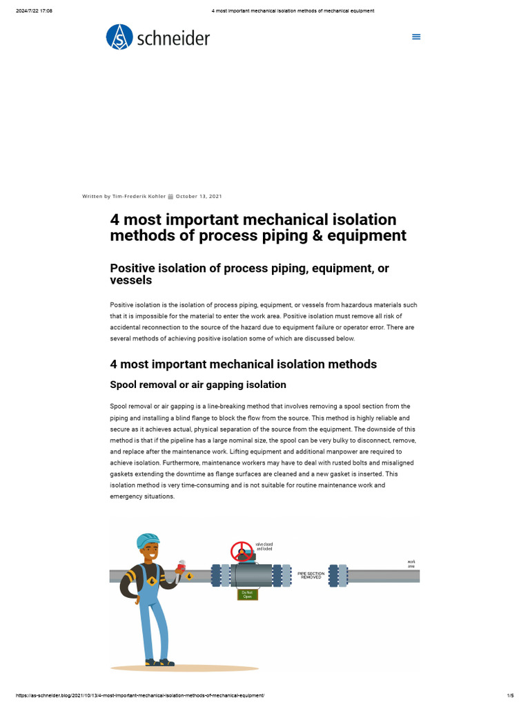 Key Mechanical Isolation Methods | PDF | Valve | Mechanical Engineering
